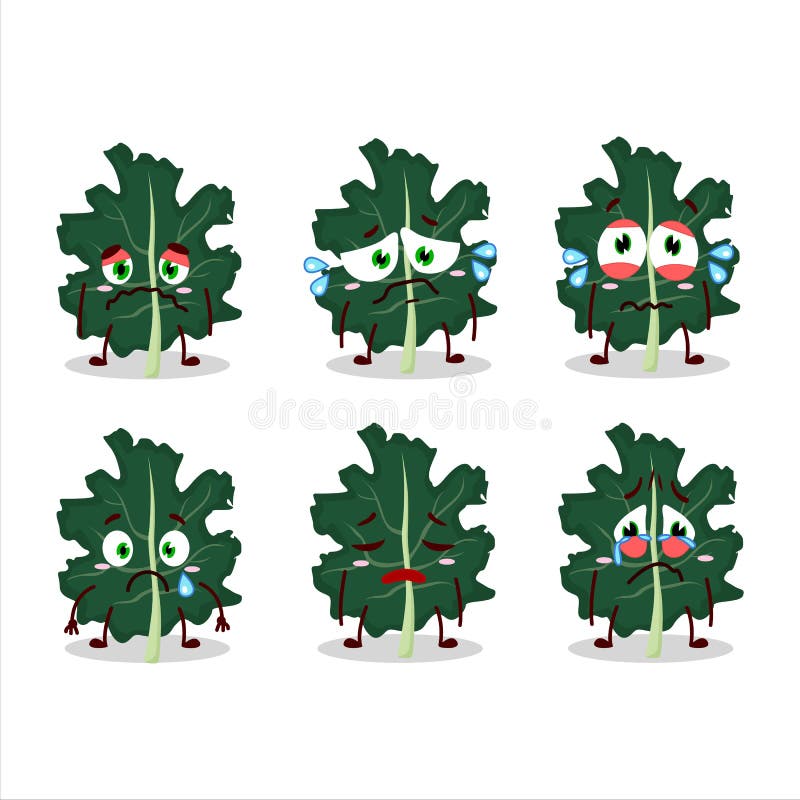 Kale Cartoon in Character with Sad Expression Stock Vector ...