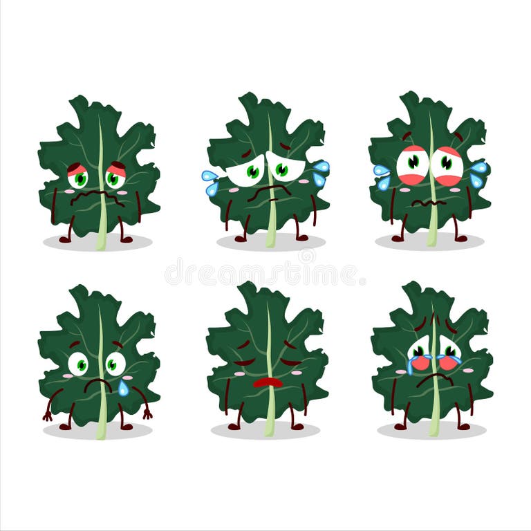 Kale Cartoon in Character with Sad Expression Stock Vector ...