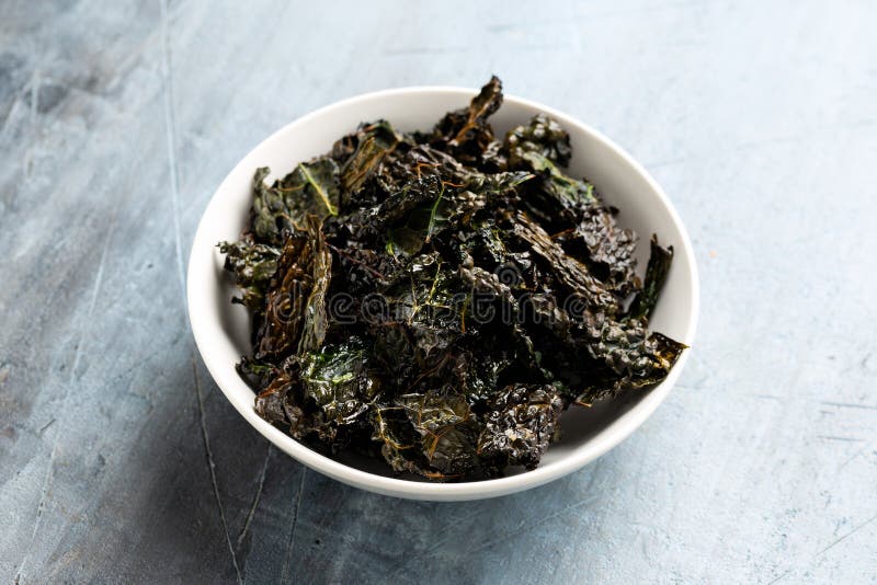 Kale Chips, Snack in White Bowl. Healthy Vegetable Food. Stock Image ...