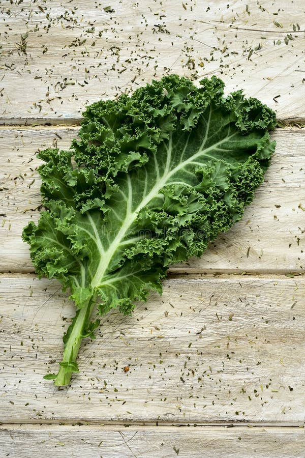 Kale Leaf on a Rustic Wooden Table Stock Image - Image of ingredient ...