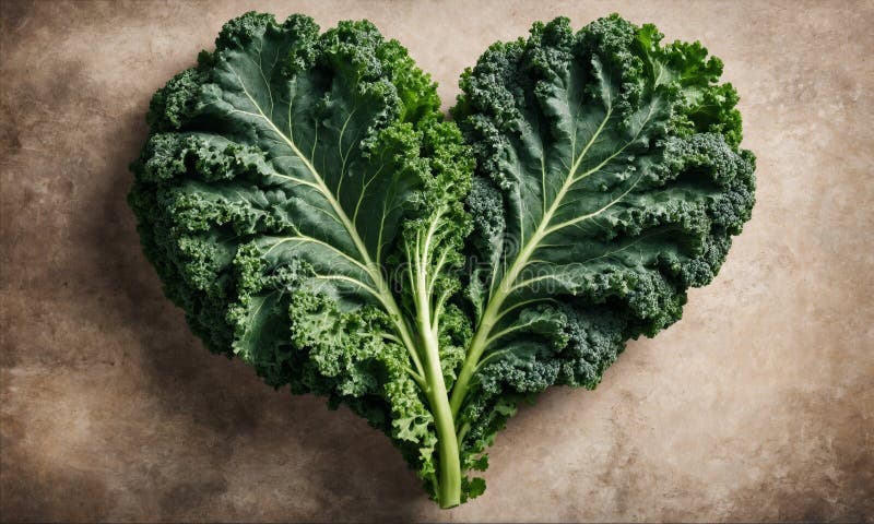 Kale Leaves Forming a Heart Shape on a Rustic Surface Stock ...