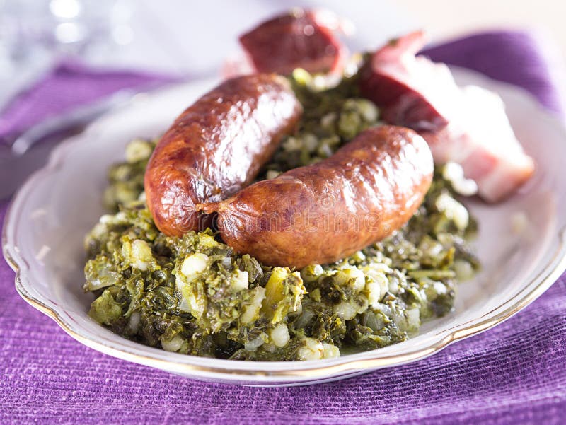 Kale with sausage stock photo. Image of gasthof, spicy - 36032566