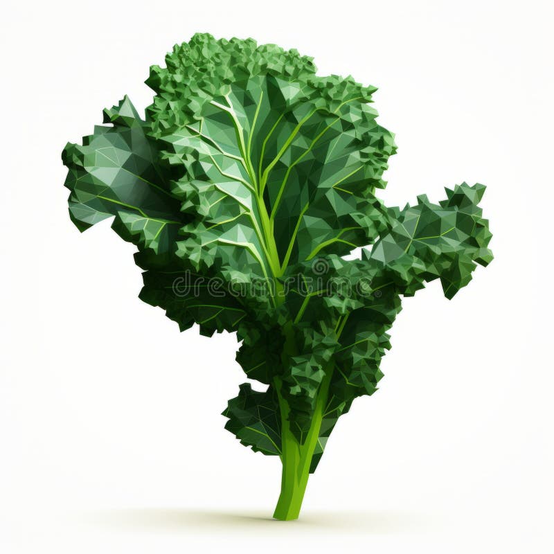 Vibrant Kale Illustration in Low Poly Style on White Background Stock ...