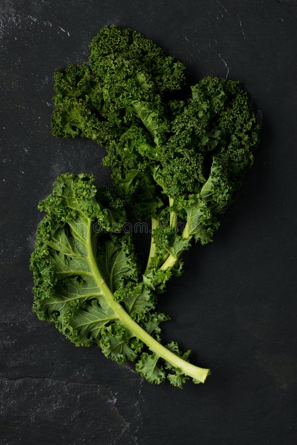 Kale Stalk and Leaves on Dark Gray Stone Background Stock Photo - Image ...