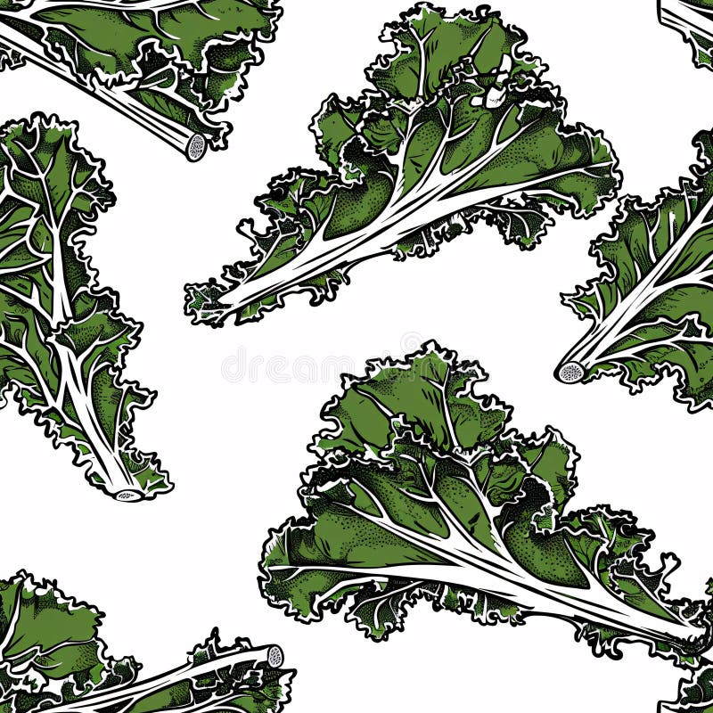 Kale Seamless Pattern Vector Stock Vector - Illustration of detox ...