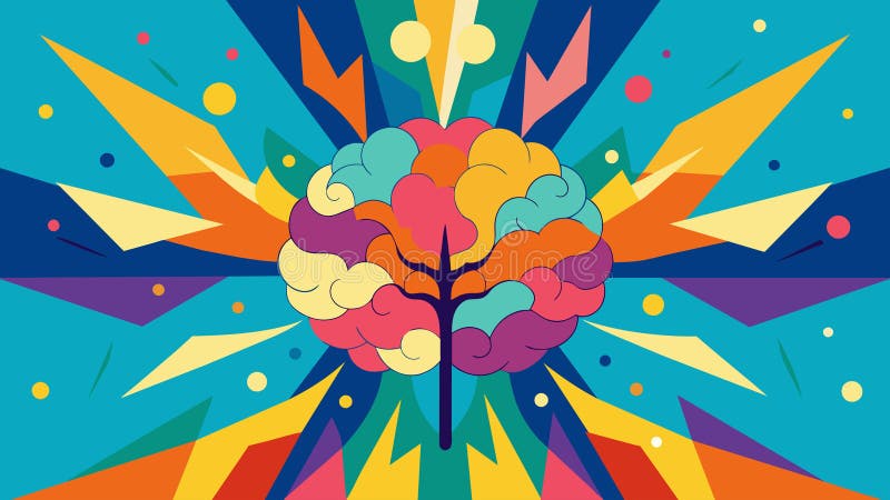 A Kaleidoscope of Colors and Patterns Burst Forth from a Stylized Brain ...