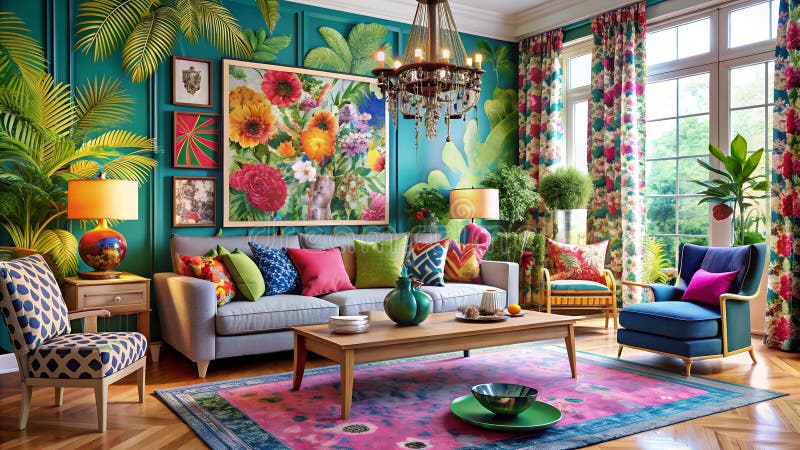 A Kaleidoscope of Comfort: a Living Room Embracing Eccentric Patterns ...