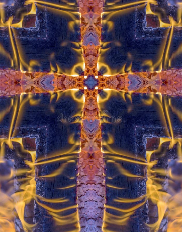 Cross on fire stock image. Image of catholic, fury, cross - 808603