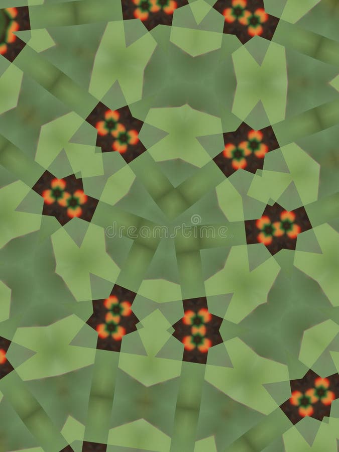 Kaleidoscope Pattern with Polygon Geometric Shapes in Green and Brown ...