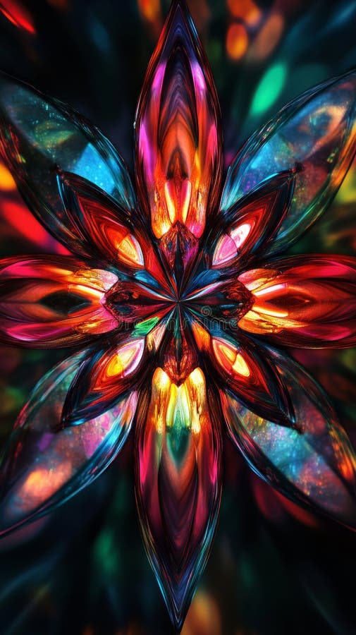 Kaleidoscope-style Digital Artwork with Vibrant Colors Forming a Star ...