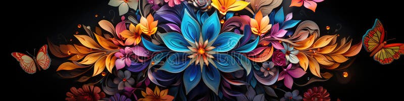 Kaleidoscope of Symmetrical Patterns and Colors. Generative AI Stock ...