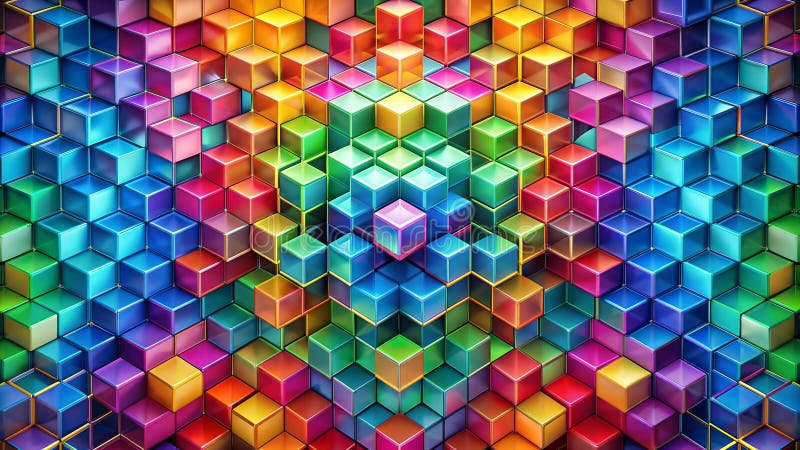 Kaleidoscope of Vibrant Cubes Generative AI Stock Photo - Image of ...