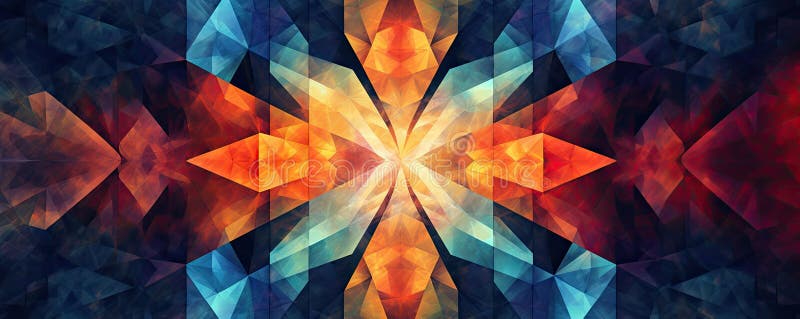 Kaleidoscope of Vibrant Geometric Patterns on an Abstract Background ...