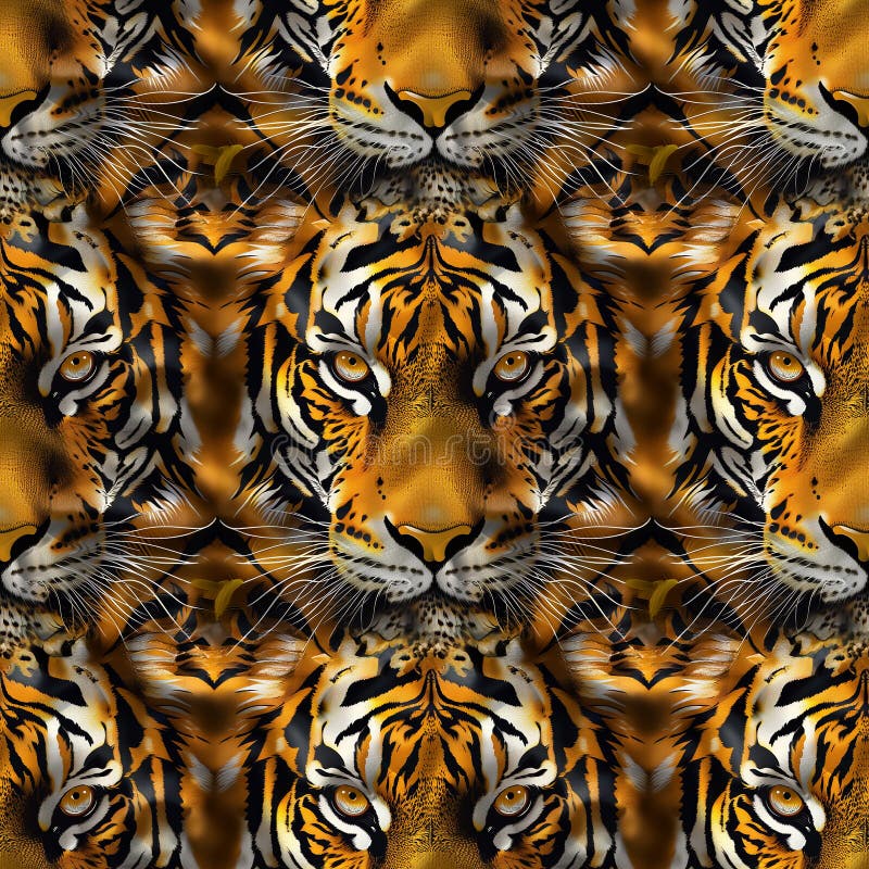 Multiple Tiger Faces in a Colorful Pattern Design during the Day ...