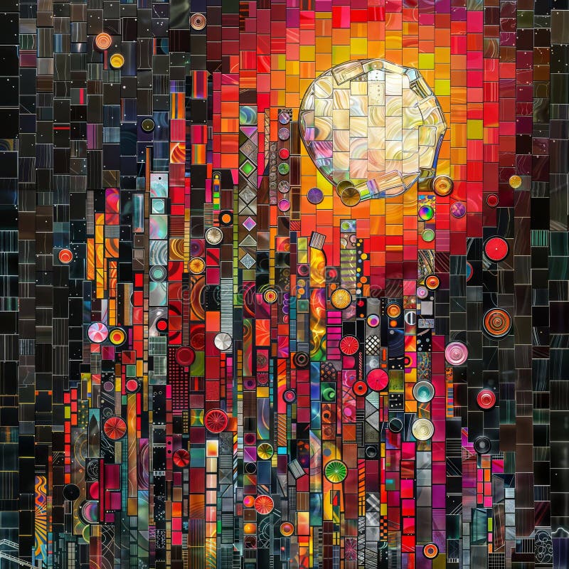 Abstract Face with Geometric Shapes and Patterns in a Warm-toned ...