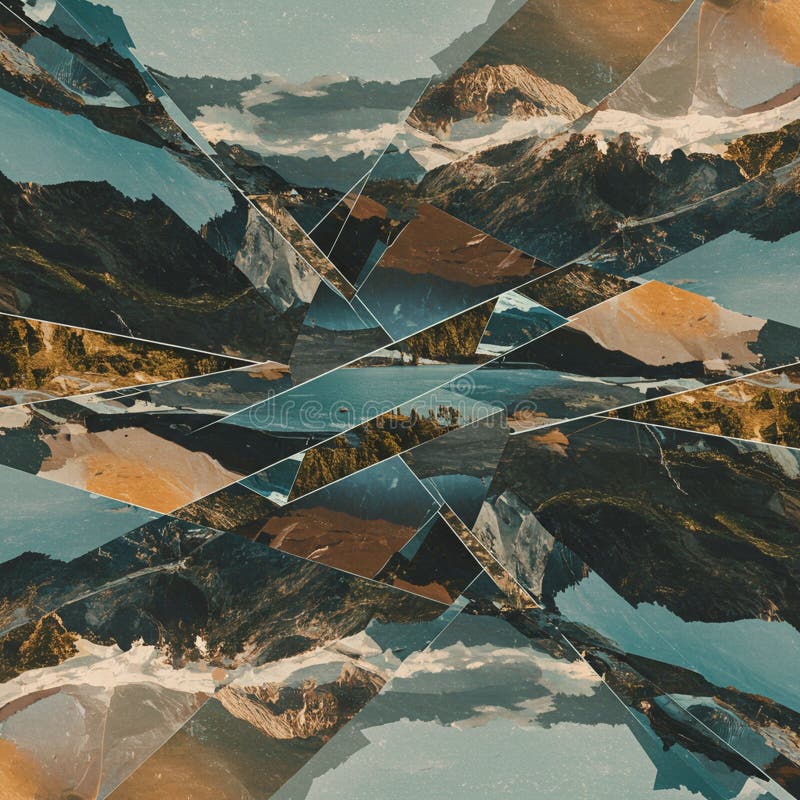 A Kaleidoscopic Digital Collage Featuring Multiple Angular Fragments of ...