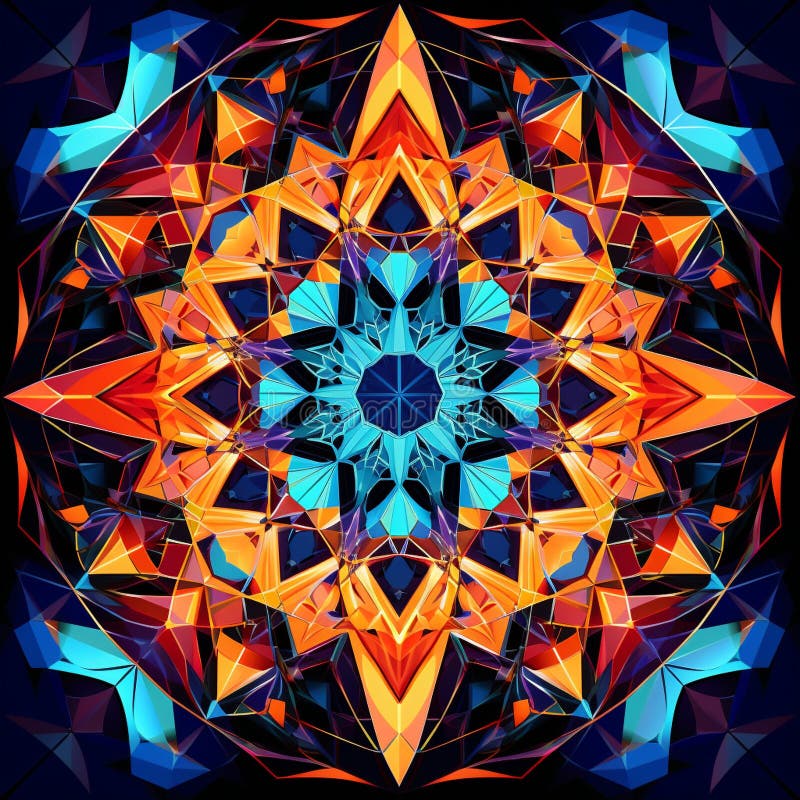 Kaleidoscopic Geometric Pattern Stock Image - Image of lines, world ...
