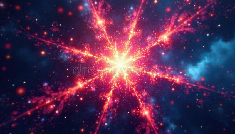Kaleidoscopic Star Explosion; Swirling, Multicolored Light Beams ...