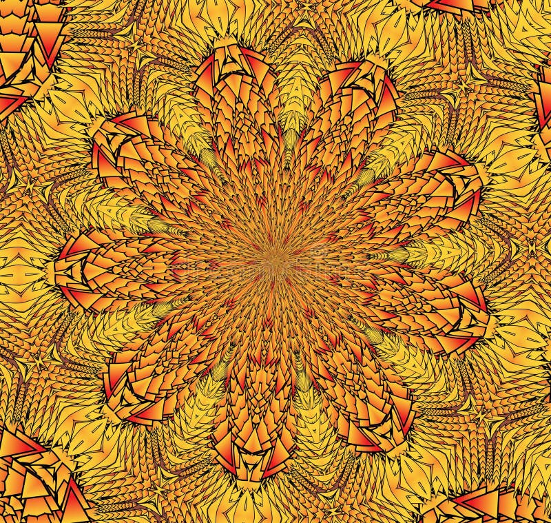 Kaleidoscopic Yellow and Black Pattern Stock Image - Image of design ...