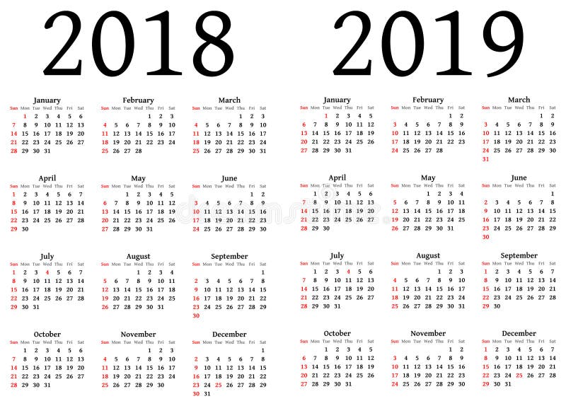 2017, 2018 I 2019 Wektoru Kalendarz, Ilustracja Wektor - Ilustracja ...