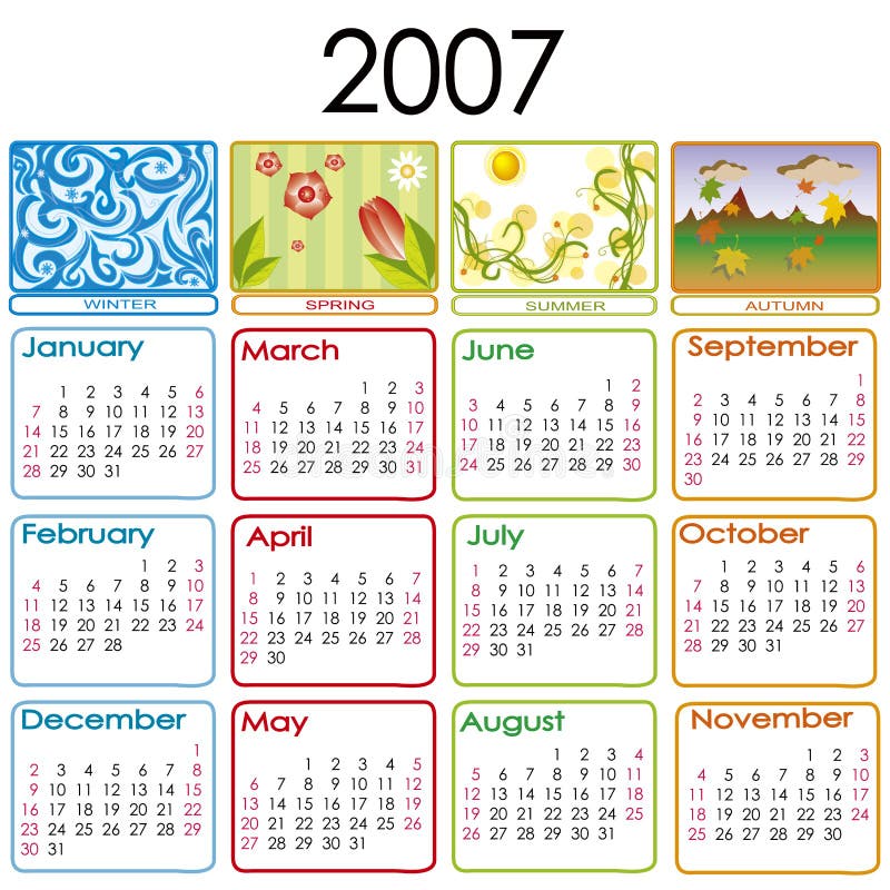 Kalender 2007 stock illustrationer. Illustration av presentation - 1346513