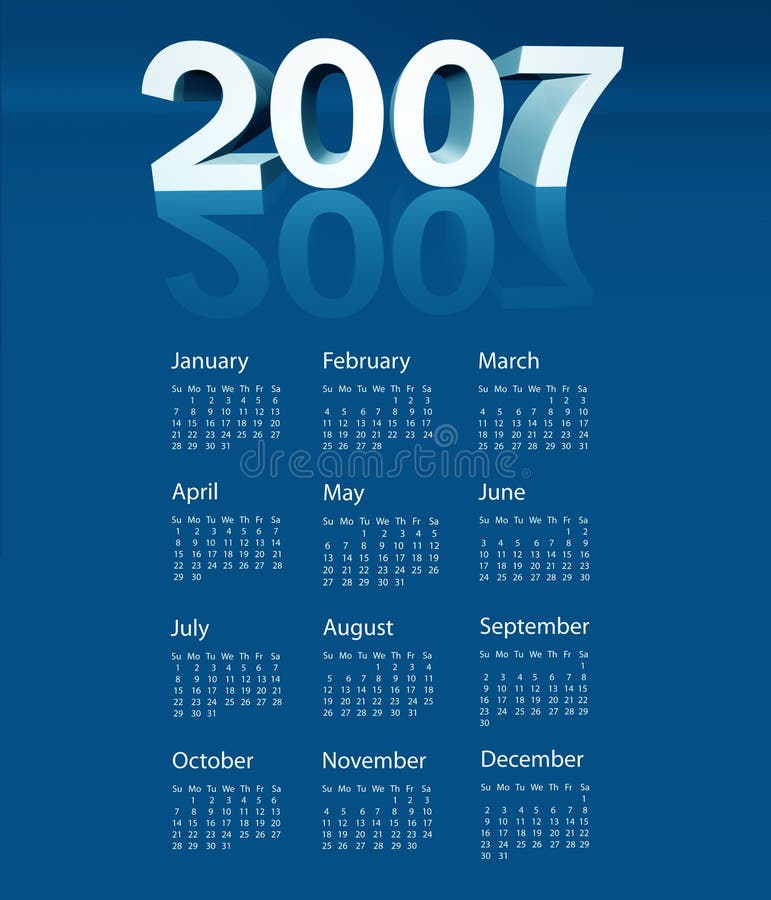 Kalender 2007 stock illustrationer. Illustration av dagordning - 1618985