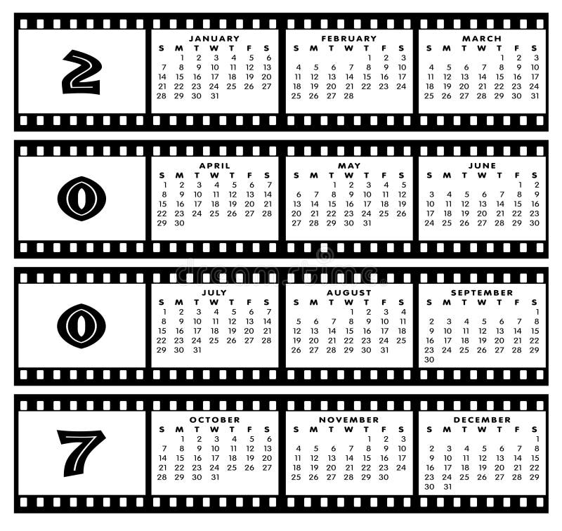 Kalender 2007 Mit Filmstreifenfeld Stock Abbildung - Illustration von ...