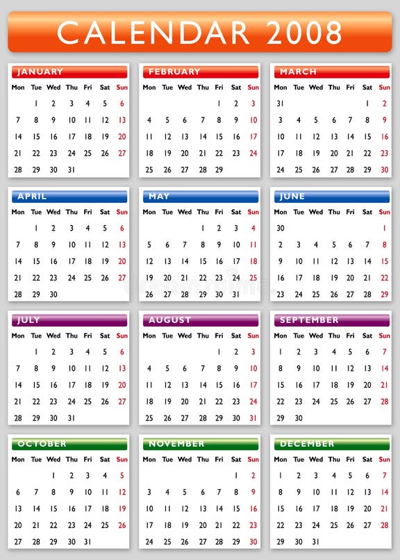 Kalender 2008 stock illustrationer. Illustration av skriva - 2890484