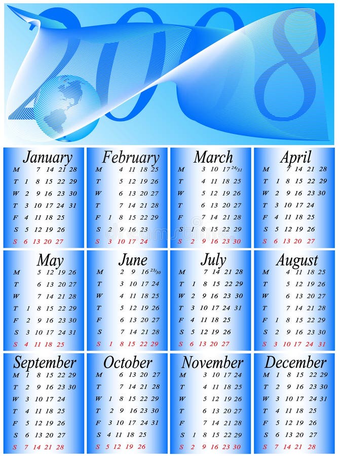 Kalender 2008 stock illustrationer. Illustration av skriva - 2890484