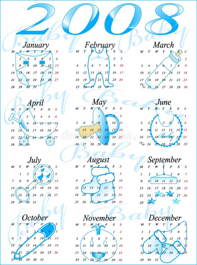 Kalender 2008 vektor abbildung. Illustration von milch - 3758361