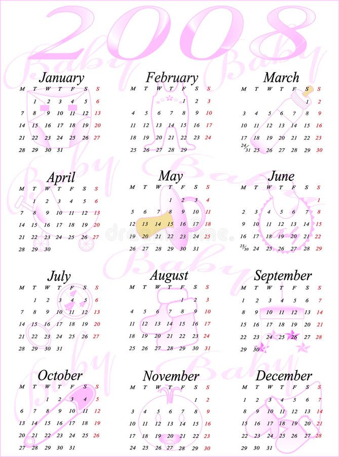 Kalender 2008 vektor illustrationer. Illustration av matning - 3758589