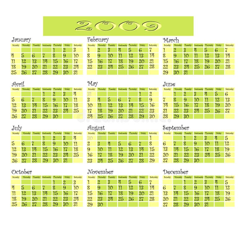 Kalender 2009 stockfoto. Bild von dienstag, märz, samstag - 5533630