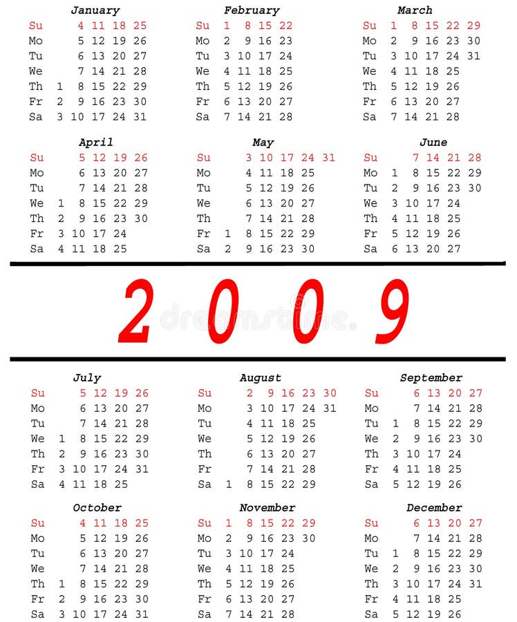 Kalender 2009 stock abbildung. Illustration von 2009, kalender - 6515965