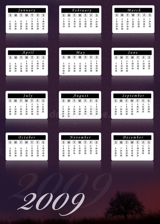 Kalender 2009 stock illustrationer. Illustration av februari - 6532395