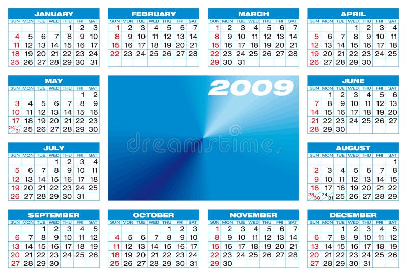 Kalender 2009 vector illustratie. Illustration of datum - 6605547