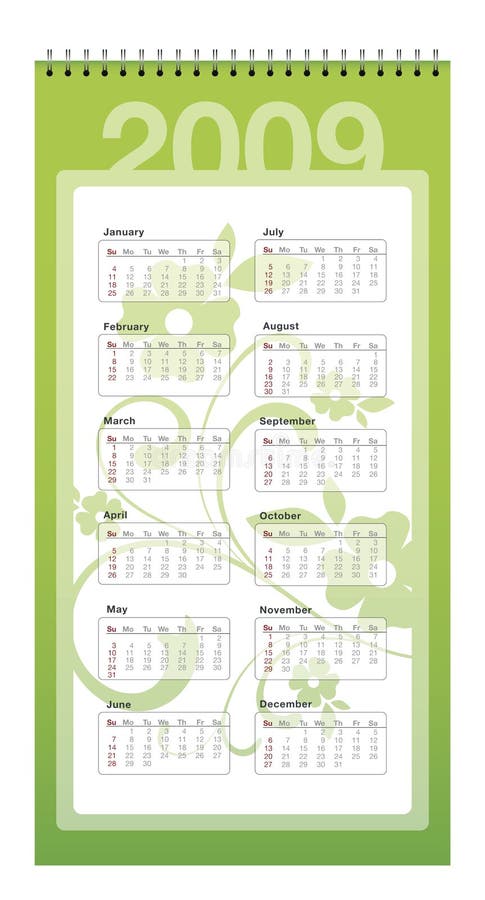 Kalender 2009 stock abbildung. Illustration von zwölf - 7033574