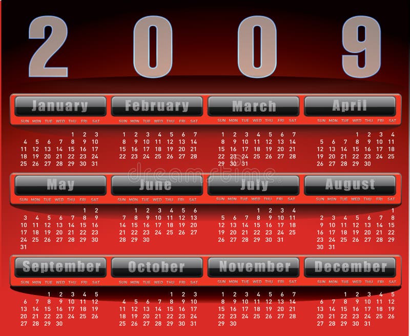 Kalender Voor 2007, 2008, 2009 En 2010 Vector Illustratie ...