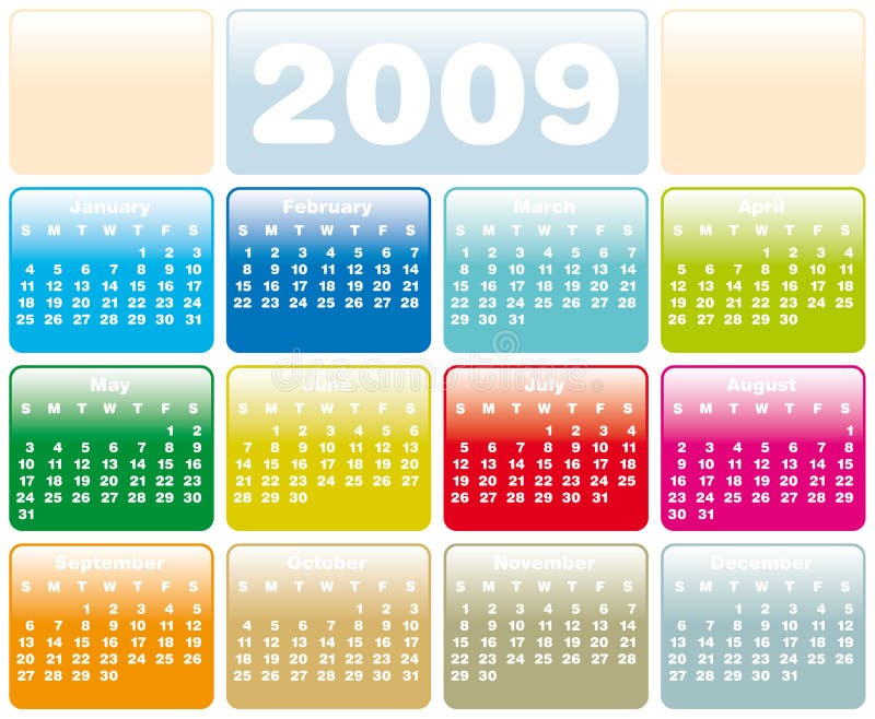 Kalender 2009 vektor abbildung. Illustration von monate - 5383910