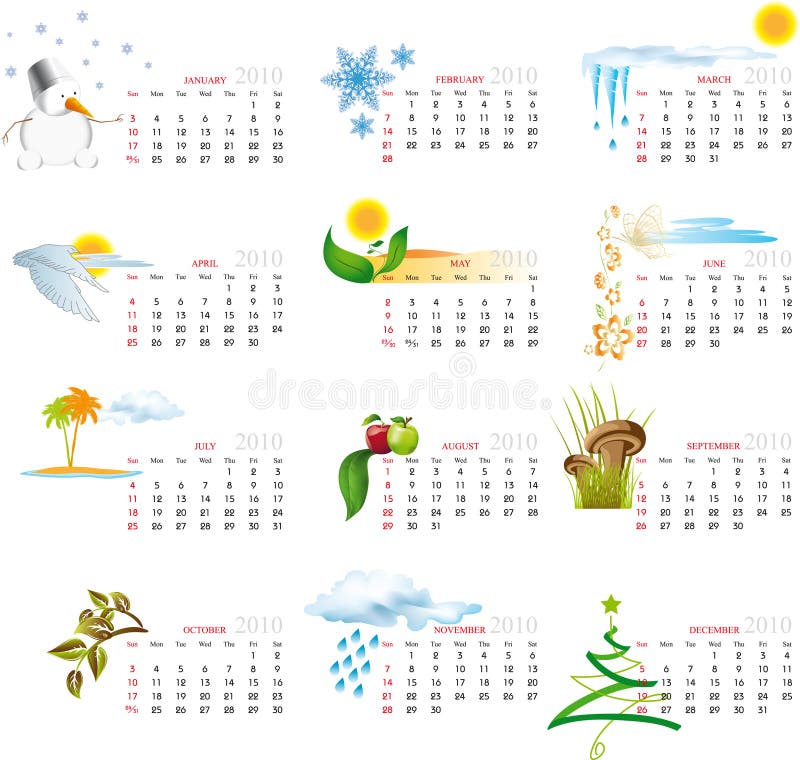 Kalender 2010 vektor abbildung. Illustration von zeitschrift - 10047603