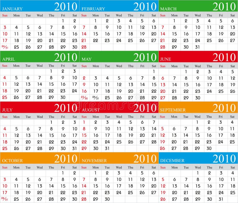 Kalender 2010-2015 stock abbildung. Illustration von zeitplan - 11836174