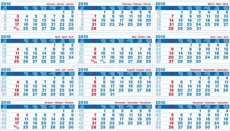 Kalender 2010-2019 vektor abbildung. Illustration von samstag - 11082093