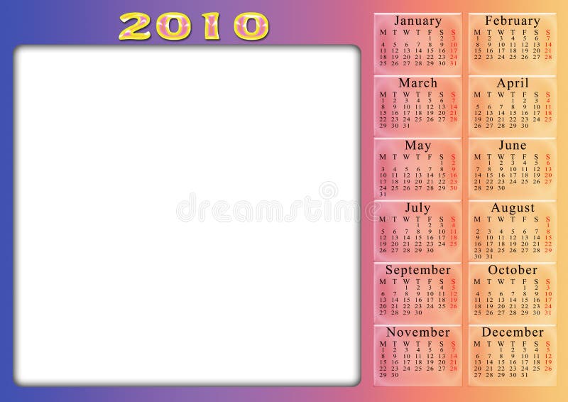 Kalender (2010) stock abbildung. Illustration von plazierung - 10601013