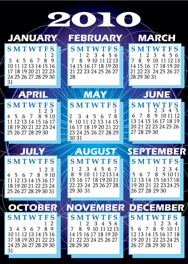 2010 Kalender 2 vektor abbildung. Illustration von kalender - 11351324