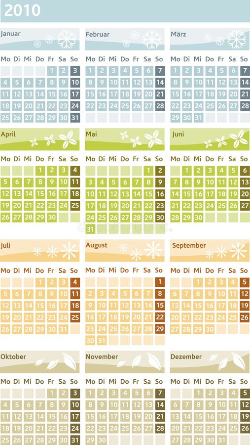 Kalender 2010-2019 vektor abbildung. Illustration von monat - 11082093