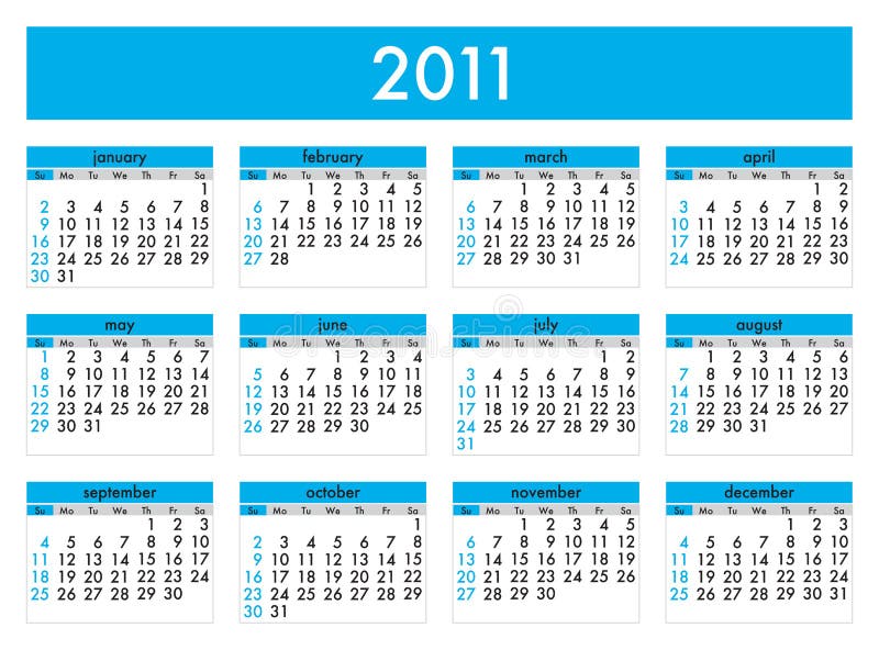 Kalender 2011 vector illustratie. Illustration of jaar - 16687997