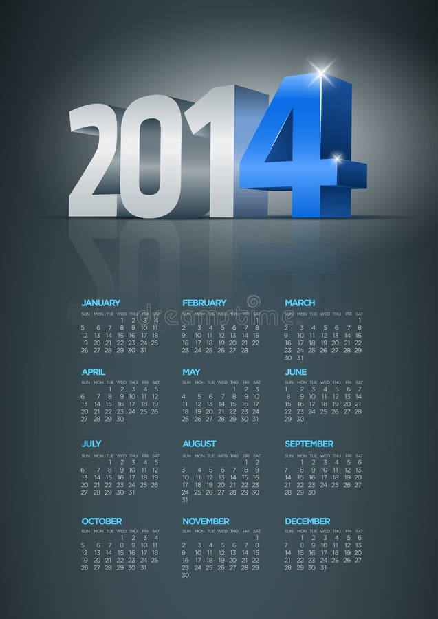 2014 Kalender, Vektorillustrator Vektor Abbildung - Illustration von ...