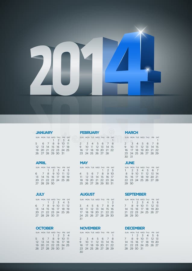 2014 Kalender, Vektorillustrator Vektor Abbildung - Illustration von ...