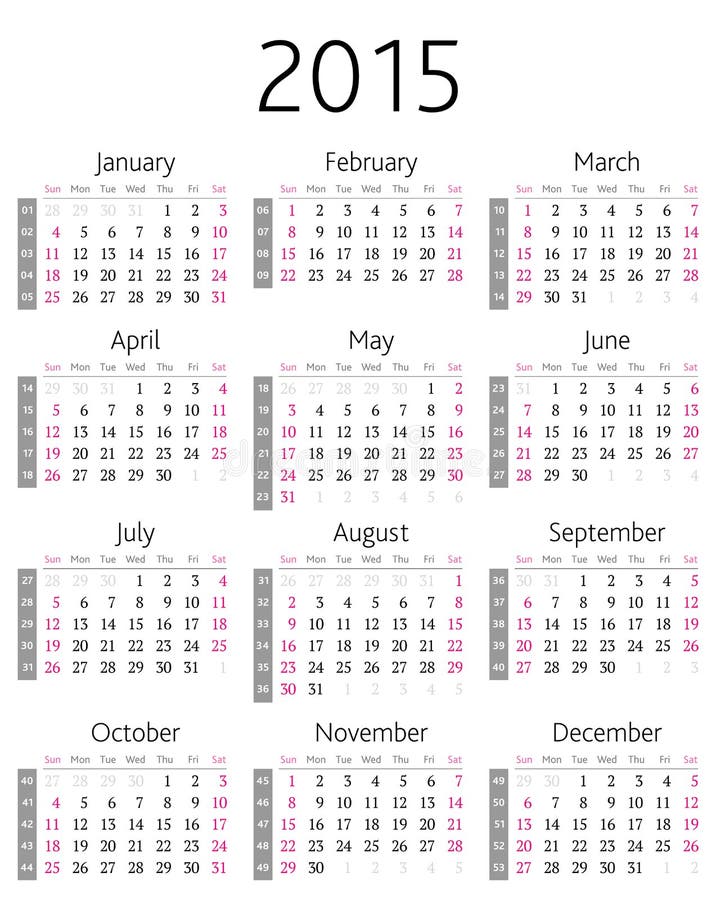 Kalender 2015 vektor abbildung. Illustration von abbildung - 43781379