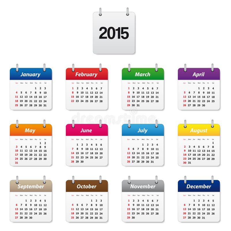 Engels Kalender 2015 blauw vector illustratie. Illustration of maandag ...