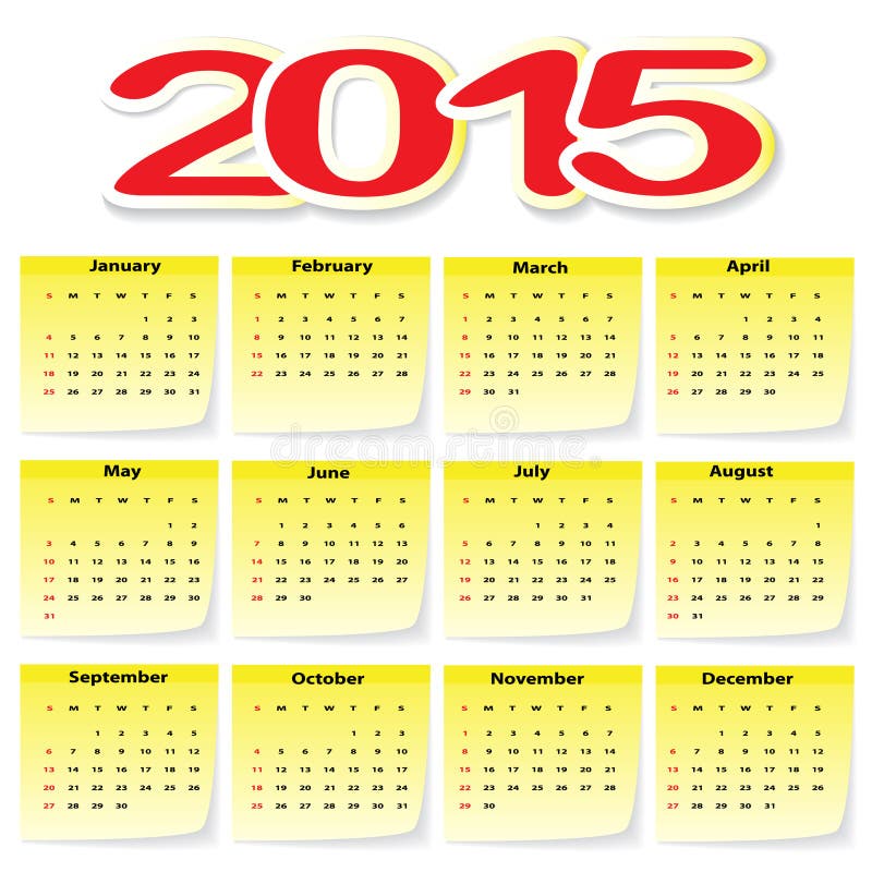 Kalender 2015 vektor abbildung. Illustration von getrennt - 45840790